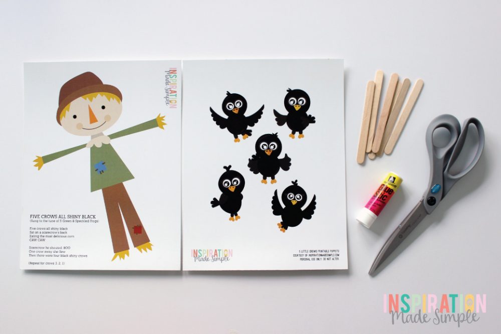 5 Crows All Shiny Black Printable Puppets - Inspiration Made Simple
