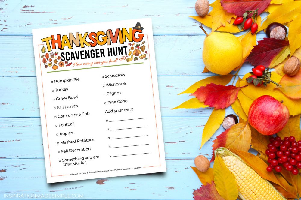 Thanksgiving Scavenger Hunt - Inspiration Made Simple