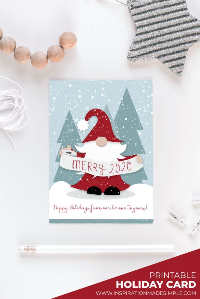 Printable Gnome Holiday Card - Inspiration Made Simple