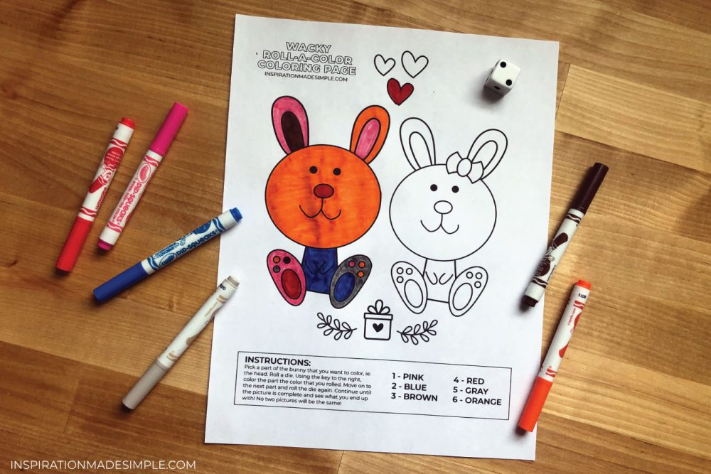 Wacky Roll-a-Color Bunny Coloring Page - Inspiration Made Simple