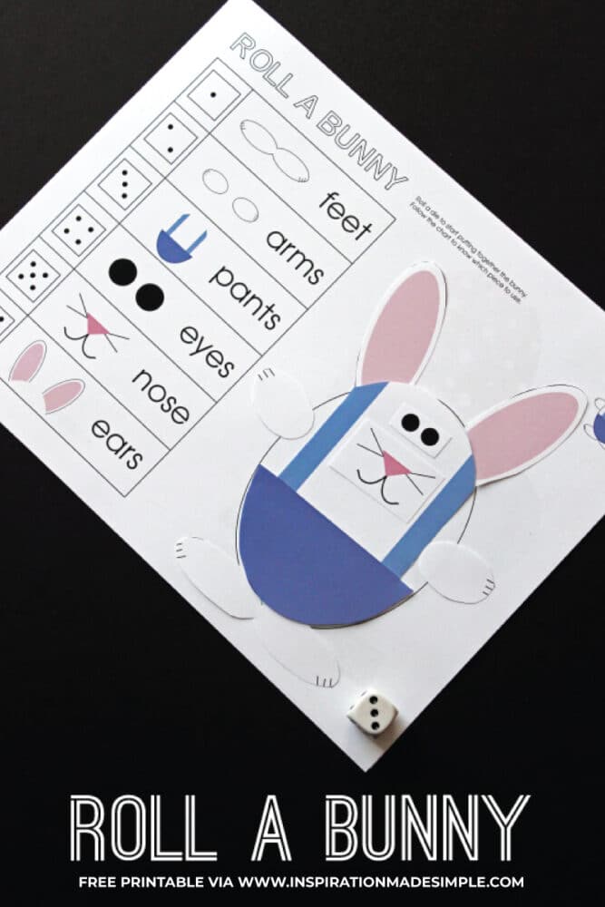 Roll-a-Bunny Printable Easter Game - Inspiration Made Simple